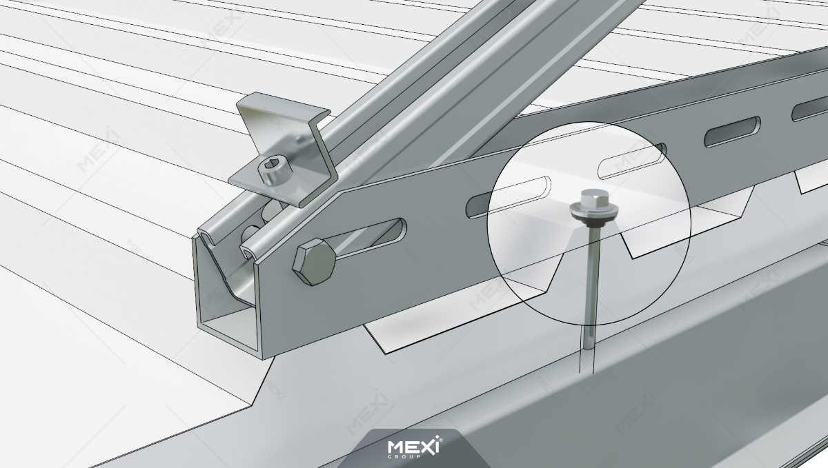 Mounting with hanger bolt for ceramic roof tiles • ASA-TC – MEXI® Steel